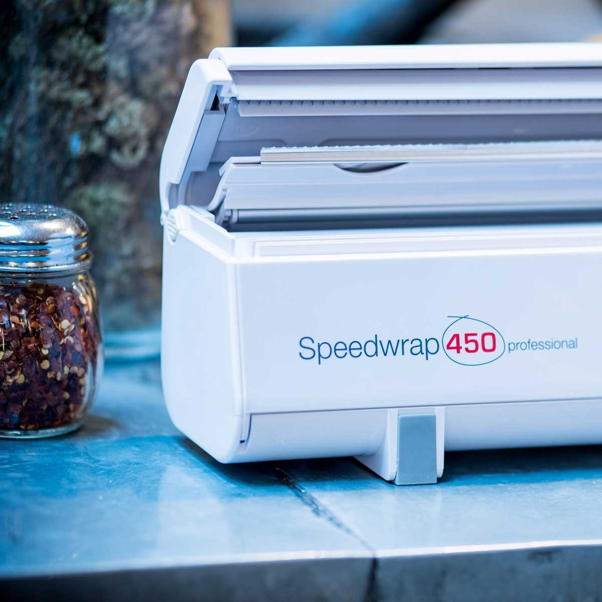 דיספנסר עטיפה מקצועי Speedwrap 450 - לחיתוך גלילי נייר כסף או ניילון ...